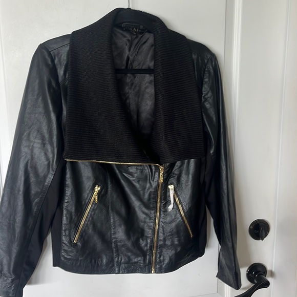 IMAN | Jackets & Coats | New Iman Global Chic Moto Black Leather Lined ...